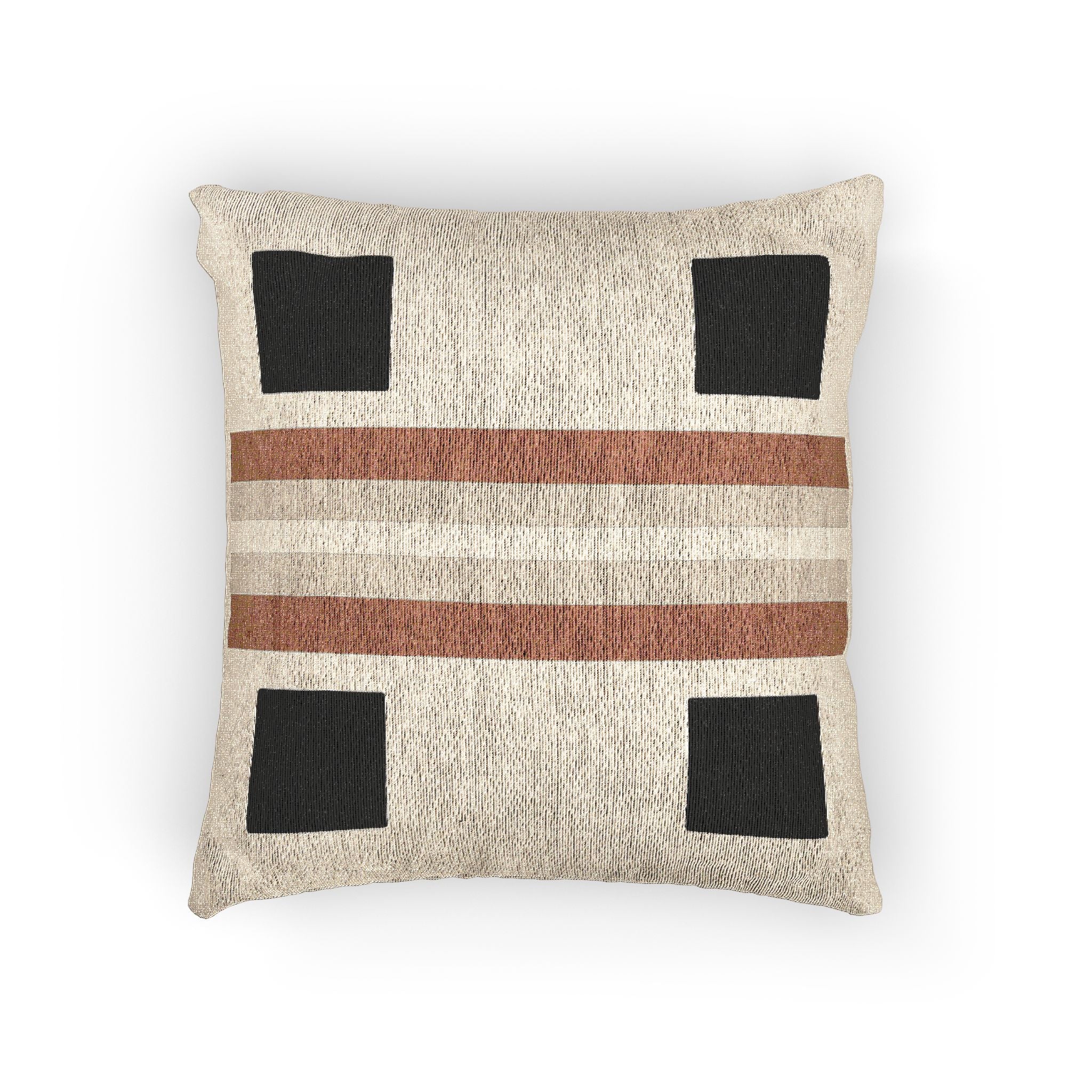 Linear Luxe – Geometric Woven Throw Pillow – Artsy Workspace