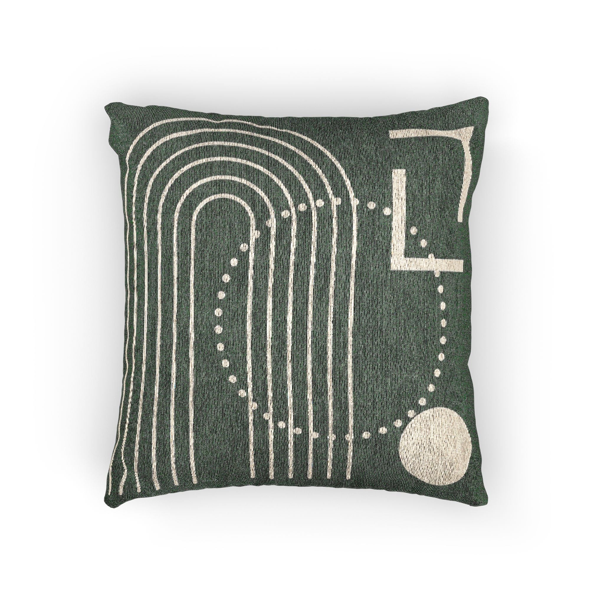 Monochrome Arc – Geometric Woven Throw Pillow – Artsy Workspace